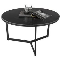 Couchtisch Stolkom "HARPER 1", schwarz (schwarz, schwarz, schwarz), B/H/T: 90cm x 45cm, Tische, Couchtisch, rund Keramik, Tisch-Platte marmorisiert