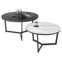 Couchtisch Stolkom "Harper", schwarz (schwarz, weiß, schwarz, schwarz, weiß), Tische, 2-er Set Keramik, Tisch marmorisiert