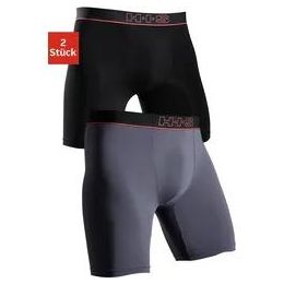 H.I.S. Funktionsboxer H.I.S, Herren, Gr. XXL, 2 Stk., grau (grau, schwarz), Microfaser, Obermaterial: 92% Polyamid, 8% Elasthan, unifarben, k&ouml;rpernah, Unterhosen, in sportiver Optik mit langem Bein in Microfaser-Qualit&auml;t