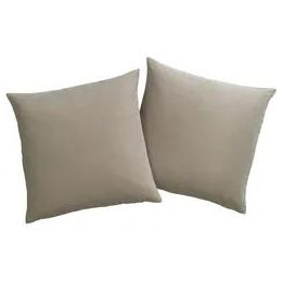 Dekokissen Bruno Banani "Lagan", grau (kitt, unifarben), B:40cm L:40cm, Polyester, Dekokissen_Sitzkissen_Kissenhüllen, 2-er Set, einfarbig, Kissenhüllen ohne Füllung, 40 x 40 cm