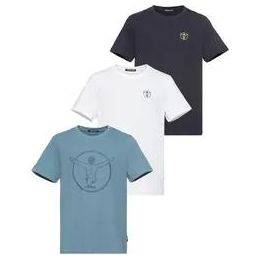 T-Shirt Chiemsee "f&uuml;r Kinder im 3er Pack", M&auml;dchen, Gr. 146, blau (md blau, wht), Single Jersey, Obermaterial: 100% Baumwolle, Rundhals, Shirts T-Shirt
