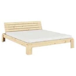 Stauraumbett KARUP DESIGN "Layers Bed Headboard, Bettgestell mit Stauraumkopfteil, mehrere Größen", beige (natur), B:188cm H:82cm L:240cm, Betten, inkl. Lattenrost, excl. Matratze, FSC-zertifiziertes Massivholz
