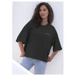 Oversize-Shirt Copenhagen Studios "mit hochwertiger Logostickerei", Damen, Gr. M (38), schwarz, Single Jersey, Obermaterial: 100% Baumwolle, unifarben, oversize, Rundhals, weit normaler Saum, Shirts, aus heavy Bio-Baumwoll-Qualität