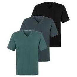 T-Shirt Copenhagen Studios, Herren, Gr. M, grün (salbei, dunkelsalbei, schwarz), Jersey, Obermaterial: 100% Baumwolle, unifarben, Basic, bequem normal, V-Ausschnitt, abgesteppte Kante, Shirts, Unterziehshirt aus hochwertiger Bio-Baumwolle