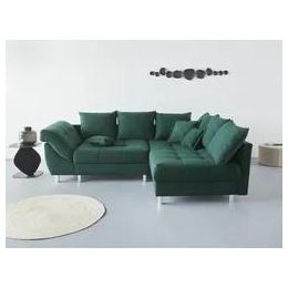 Ecksofa Collection AB "Innsbruck L-Form", grün (flaschengrün), B:247cm H:87cm T:189cm, Microfaser PRIMABELLE (100% Polyester), Struktur (90% Polyester, 10% Polyacryl), Samtvelours (100% Polyester), Luxus-Microfaser Antiklederoptik (100% Polyester), Sofas, inklusive Federkern, Recamiere links oder rechts montierbar