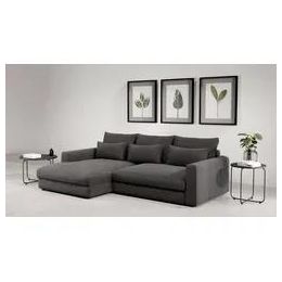 Ecksofa Home Affaire "Darwin, viele Kissen, extra tiefe Sitzfläche, 271/89/171 (B(H/T)", grau (anthrazit), B:271cm H:89cm T:171cm, 88% Polyester, 12% Polyacryl, Sofas, gemütlich und weich, L-Form, mit extra softem Sitzkomfort, Cord