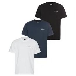 T-Shirt Quiksilver "OMNI QS SHORT SLEEVE TEE PACK3 YM", Herren, Gr. M, bunt (weiß, schwarz, blau), Obermaterial: 100% Baumwolle, Shirts, Basic T-Shirt mit Logo