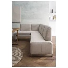Eckbank exxpo - SOFA FASHION "Intenso, viele Bezugsstoffe Cord, Leder, Struktur 244/157 cm (B/T)", beige, B:244cm H:91cm T:157cm, NaturLeder;Strukturstoff (Zusammensetzung: Polyester 100%);Luxus-Microfaser (Zusammensetzung: Aufgeflockte 100% Polyester Schicht mit Prägung);Cord (Zusammensetzung: Polyester 100%), Sitzbänke, hohe Bodenfreiheit, frei im Raum stellbar, hoher Sitzkomfort