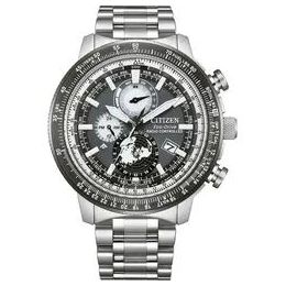 Funk-Multifunktionsuhr Citizen "Promaster Geo Trekker", silber (silberfarben, schwarz), Armbanduhren, Herren, Armbanduhr, Solar, Herrenuhr, Edelstahlarmband, analog