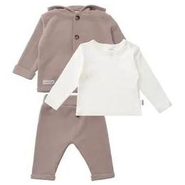 Erstausstattungspaket Liliput, Baby, Gr. 62, braun (braun, weiß), 80% Baumwolle, 20% Polyester, KOB Set-Artikel, 3er-Pack mit niedlichen Teddyohren an der Kapuze