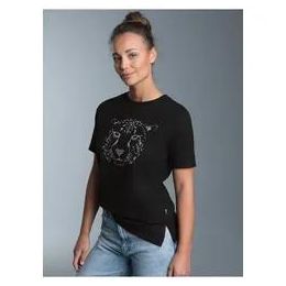 T-Shirt TRIGEMA "TRIGEMA T-Shirt mit glitzerndem Leopardenprint", Damen, Gr. M, schwarz, 100% Baumwolle, Basic, Shirts