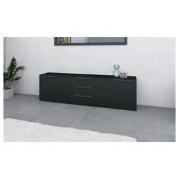 borchardt Möbel Kommode BORCHARDT MÖBEL "Tom", schwarz (schwarz matt pe), B:200cm H:53cm T:35cm, Spanplatte, Sideboards, Alugriffleisten in graphit grau matt, höhenverstellbare Einlegeböden