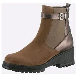 Stiefelette Heine, Damen, Gr. 38, braun (camel, taupe), Glattleder, Leder, Rindsleder, Veloursleder, Schuhe