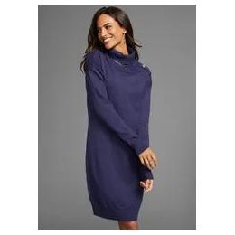 Strickkleid Laura Scott, Damen, Gr. 40, N-Gr, lila (lila, melange), Strick, Obermaterial: 50% Viskose, 26% Polyamid, 24% Polyester, clean, unifarben, lässig geschnitten mini, Bündchen, Kleider, mit Rollkragen und Zierknöpfen