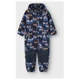 Softshelloverall name it "NMMALFA08 SOFTSHELL SUIT AOP1 FO NOOS", Jungen, Gr. 122, blau (schwarz sapphire), Softshell, Obermaterial: 94% Polyester, 6% Elasthan, bedruckt, Overalls