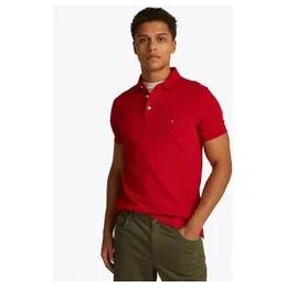 Poloshirt Tommy Hilfiger "1985 SLIM POLO mit Stickerei und Piqué-Qualität", Herren, Gr. XXL, rot (medium rot), Piqué, Obermaterial: 96% Baumwolle, 4% Elasthan, Basic, schmal normal, Rundhals, eingesetzt,Ärmel ohne Ärmelschlitz Rippbündchen, Shirts, unifarben, casual, slim fit, Baumwollmix, Polokragen