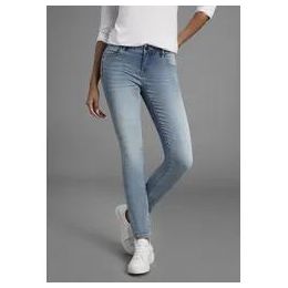 Skinny-fit-Jeans Arizona "Ultra-Stretch", Damen, Gr. 17, K + L Gr, blau (blau us), Denim/Jeans, Obermaterial: 74% Baumwolle, 24% Polyester, 2% Elasthan, Basic, extraeng lang, Jeans, extra-enger Beinverlauf, normale Leibh&ouml;he, mit Eingrifftaschen, Topseller