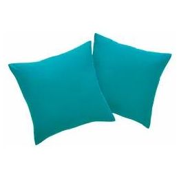 Dekokissen my home "Parry Microfaser" Gr. 2, blau (aqua, unifarben), B:50 L:50, Polyester, Dekokissen_Sitzkissen_Kissenhüllen, 2-er Set, unifarben, Kissenhüllen ohne Füllung, mit Reißverschluss
