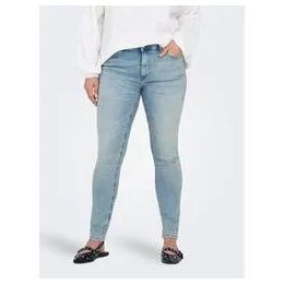 Skinny-fit-Jeans Only CARMAKOMA "CARWILLY REG SKINNY DNM ANA573 NOOS", Damen, Gr. 46, Länge 32, blau (light blau denim), Denim/Jeans, Obermaterial: 92% Baumwolle, 6% sonstige Fasern, 2% Elasthan, unifarben, skinny fit, Jeans
