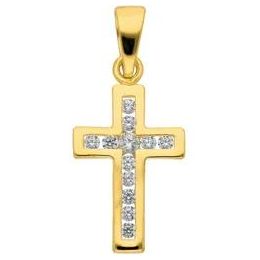 Adelia´s Kettenanhänger ADELIA ́S "375 Gold Kreuz Anhänger", gold, Schmuckanhänger, Damen, mit Zirkonia, Gold, mit Zirkonia Goldschmuck für Damen & Herren