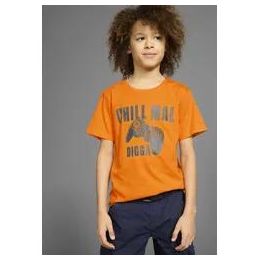 T-Shirt Kidsworld "Mit Spruch: CHILL MAL", Jungen, Gr. 152/158, orange (neon orange), Jersey, Obermaterial: 100% Baumwolle, bedruckt, Basic, Basic, Rundhals, Shirts, Kurzarm, Basic-Stil, mit coolen Schriftzügen, Rundhalsausschnitt