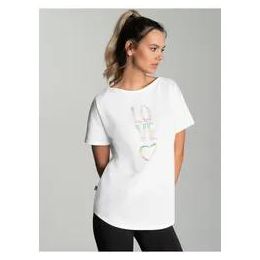 T-Shirt TRIGEMA "TRIGEMA Oversized T-Shirt mit bunten Printmotiven", Damen, Gr. XXL, weiß, 100% Baumwolle, Basic, Shirts