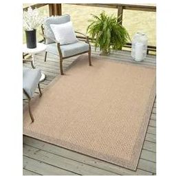 Teppich "Natura, LAGERRÄUMUNG", braun (braun,grau), B:80cm H:6mm L:150cm, Polypropylen, MyFlair MÖBEL & ACCESSOIRES, Teppiche, Uni Farben, mit Bordüre, Outdoor geeignet, Balkon, Terrasse