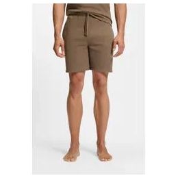 Pyjamashorts BOSS "Waffle Shorts", Herren, Gr. M, N-Gr, braun (medium braun 210), Jersey, Obermaterial: 60% Baumwolle, 40% Polyester, lang, Hosen