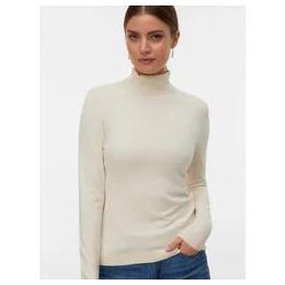 Véro Moda Rollkragenpullover VERO MODA "VMHAPPINESS LS ROLLNK PULLOVE GA NOOS", Damen, Gr. S, birch, Strick, Obermaterial: 50% Viskose, 28% Polyester, 22% Nylon, unifarben, figurbetont normal, Rundhals, Pullover