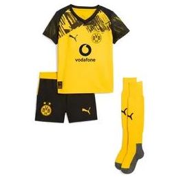Trainingsanzug Puma "BVB HOME MINIKIT WITH SPONSOR", Kinder, Gr. 110, faster gelb, Puma schwarz, Web, Obermaterial: 100% Polyester, regular fit, Sportanzüge
