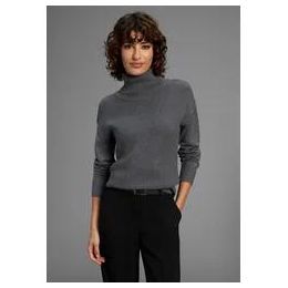 Rollkragenpullover Laura Scott, Damen, Gr. 44/46, grau melange, Strick, Obermaterial: 50% Viskose, 26% Polyamid, 24% Polyester, meliert, figurumspielend hüftbedeckend, Rippbündchen, Pullover, in lässiger Form mit Strukturstrick - NEUE KOLLEKTION
