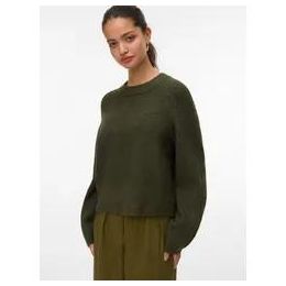 Véro Moda Strickpullover VERO MODA "VMBANG LS O-NECK PULLOVER BOO", Damen, Gr. L, grape leaf detail:melange, Strick, Obermaterial: 78% Polyester, 12% Nylon, 8% Wolle, 2% Elasthan, meliert, regular fit, Rundhals, Pullover