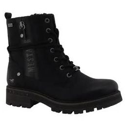 Winterboots Mustang SHOES "Darleen", Damen, Gr. 39, schwarz, Lederimitat, Basic, Schuhe, Schnürboots mit Profilsohle