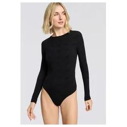 Body HUGO UNDERWEAR, Damen, Gr. S, N-Gr, schwarz 004, Jersey, Obermaterial: 48% Baumwolle, 48% Modal, 4% Elasthan, körpernah, Bodys, Jersey, Flock Allover Druck