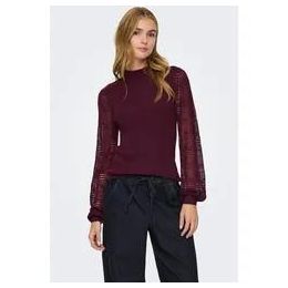 Strickpullover Only "ONLANNELINA LS HIGHNECK KNT", Damen, Gr. M, winetasting, Strick, Obermaterial: 50% Polyester, 33% Viskose, 17% Modal, unifarben, regular fit, Pullover