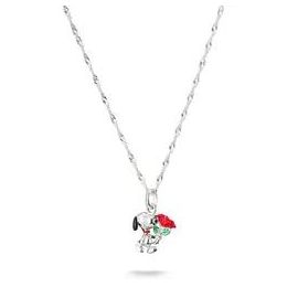 Kette mit Anhänger Thomas Sabo "Thomas Sabo x Peanuts Kette Snoopy mit Rosen" Gr. 45, silberfarben, schwarz, rot, grün, Halsketten, Damen, 45, Silber 925 (recycelt), L: 45 B: 14mm, B:14mm