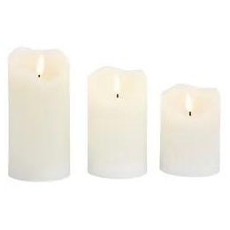 Bonetti LED Dekolicht "Weihnachtsdeko, 3er Set", beige (cremefarben), Ø 7,5cm, 3 Stk., Leuchten, LED-Kerze mit 3D Flamme und Timer