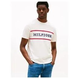 T-Shirt Tommy Hilfiger "AMERICANA COLOURBLOCK TEE", Herren, Gr. M, weiß (ivory petal), Single Jersey, Obermaterial: 100% Baumwolle, Rundhals, Shirts