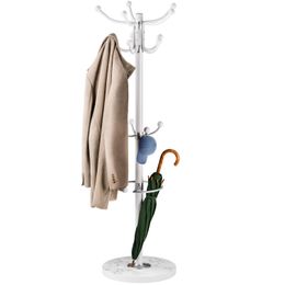 Casaria Kleiderständer Weiß mit Marmorfuß 173cm