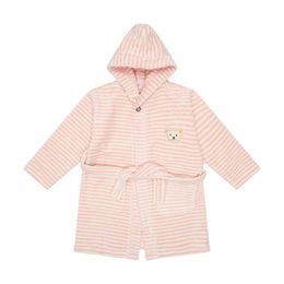 Sanetta Bademantel Jungen Gr&ouml;&szlig;e 128 rosa / wei&szlig;