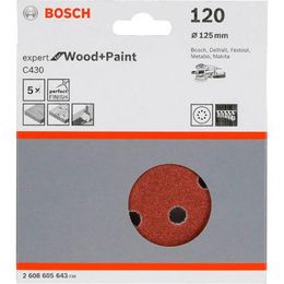 Bosch Schleifblatt C 430 D125MM Holz K&ouml;rnung 120 5 St.