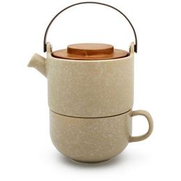 Bredemeijer Tea-for-one Umea beige / Akazienholzdeckel 142024