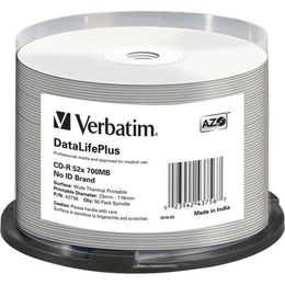 1x50 Verbatim CD-R 80 / 700MB 52x white wide thermal printable
