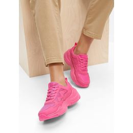 bonprix Chunky Sneaker mit Mesh-Einsatz, pink, Vegan