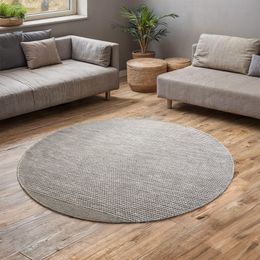 Wollteppich OTTO HOME "Odenne", beige (creme, grau), B:100cm H:10mm L:100cm Ø:100cm, Wolle, Teppiche, handgewebter Wendeteppich, melierte Optik, reine Wolle, Wohnzimmer