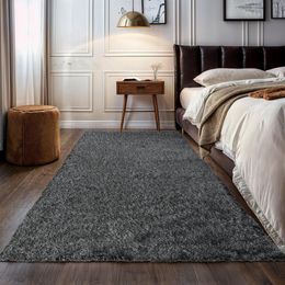 Hochflor-Teppich OTTO HOME "Banji", grau (dunkelgrau), B:160cm H:37mm L:230cm, Polypropylen (PP), Teppiche, Uni Farben, weich und flauschig, auch als Läufer & in rund erhältlich