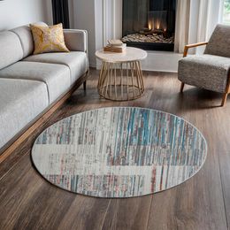 Teppich OTTO HOME "Ziven", beige (creme), B:120cm H:8mm L:120cm Ø:120cm, Polyester, Teppiche, Kurzflor, modernes Design, pflegeleicht, Wohnzimmer