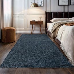 Hochflor-Teppich OTTO HOME "Banji", blau (dunkelblau), B:160cm H:37mm L:230cm, Polypropylen (PP), Teppiche, Uni Farben, weich und flauschig, auch als Läufer & in rund erhältlich