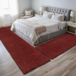 Hochflor-Bettumrandung OTTO HOME "Banji", rot (weinrot), H:37mm, Obermaterial: 100% Polypropylen, Bettumrandungen, Uni Farben, weich und flauschig, auch als Läufer & in rund erhältlich