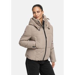 Winterjacke Marikoo "Ninikaa", Damen, Gr. L, taupe grau, Obermaterial: 100% Polyester; Futter: 100% Polyester; Wattierung: 100% Polyester; Ärmelfutter: 100% Polyester, Jacken, kurze Winterjacke mit extra hohem Windschutzkragen